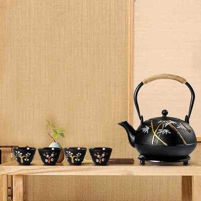 Lark Manor Cast Iron Teapot Japanese Tea Kettle Set 40.6oz Japanese ...