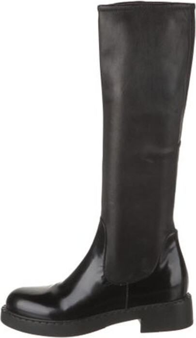 Prada Leather Riding Boots - ShopStyle
