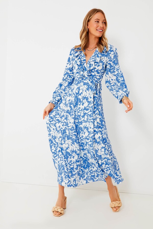 Hyacinth House Blue and White Floral Winifred Wrap Dress - ShopStyle