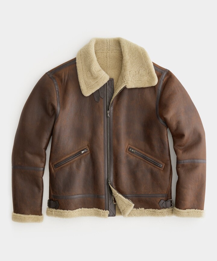Todd Snyder Italian Shearling Flight Jacket in Brown - ShopStyle