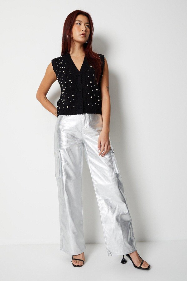 Metallic Coated Denim Cargo Jean - ShopStyle