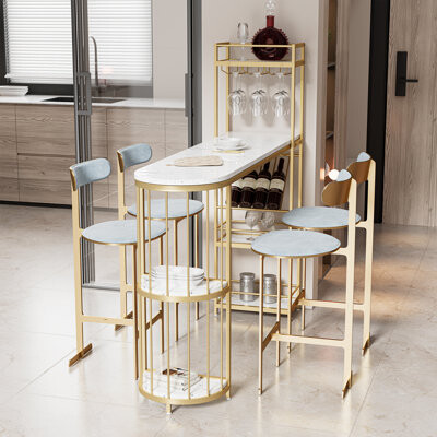AmeriTop '' Modern White Kitchen Bar Height Dining Table With Gold Base ...
