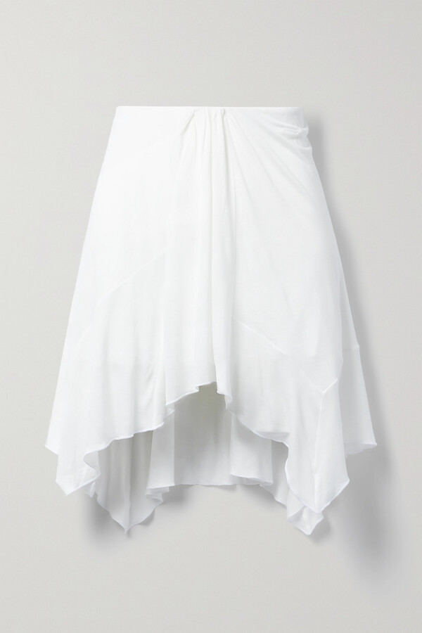 Isabel Marant Asymmetric Gathered Jersey Skirt - White - ShopStyle