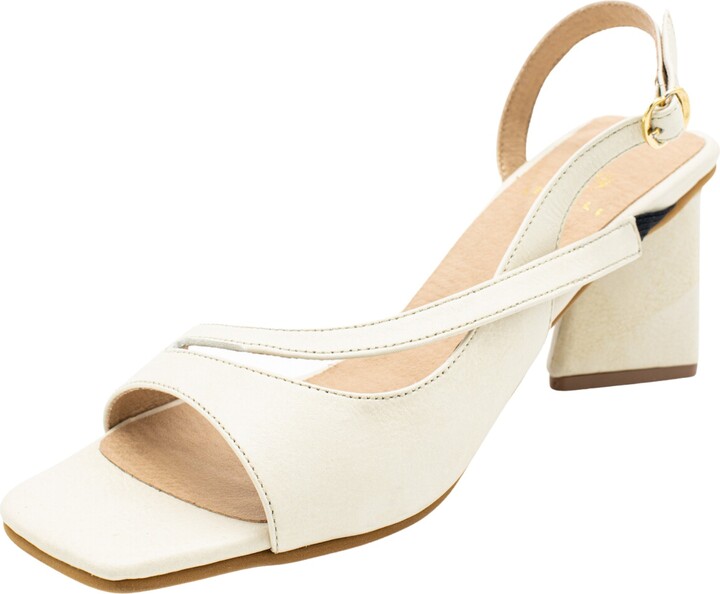 STIVALI NEW YORK - Agape Block Heel Sandals In Smooth Ivory Leather ...