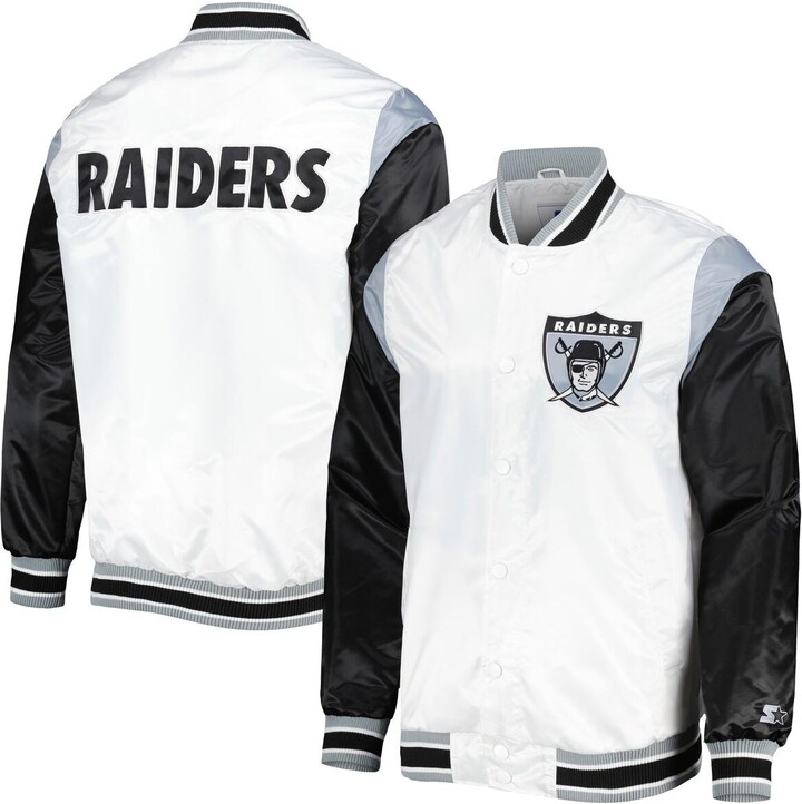 Men's Starter White Las Vegas Raiders Throwback Warm Up Pitch Satin ...