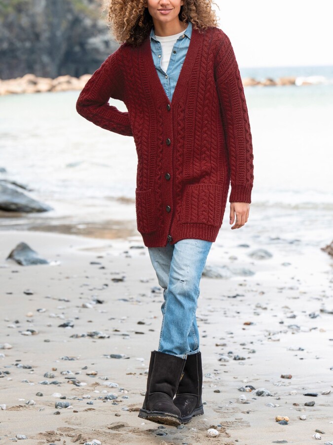 Celtic & Co. Cable Knit Boyfriend Wool Cardigan - ShopStyle