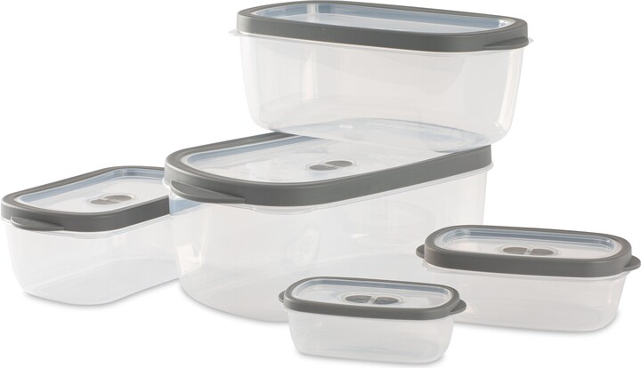 LIVIVO Set of 5 Food Storage Containers with Fitted Grey Lids - Oval ...