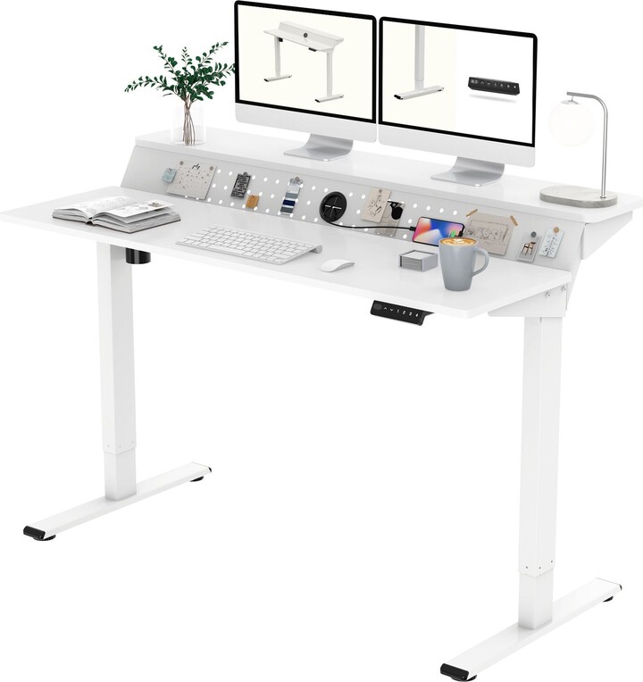 FlexiSpot 2-Tier Height Adjustable Electric Home Office Computer Desk ...