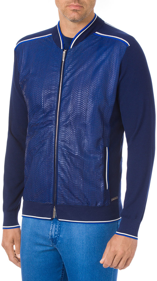 Stefano Ricci Men's Knit Zip Blouson Jacket With Snake Front ...