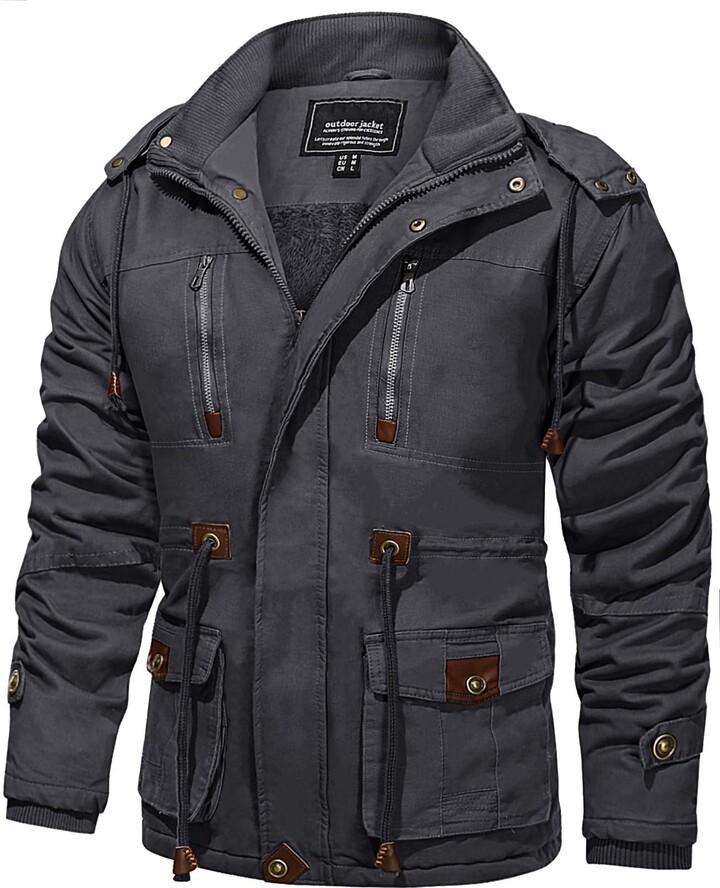 TACVASEN Cargo Jacket Mens Cotton Work Jacket Winter Combat Jacket ...