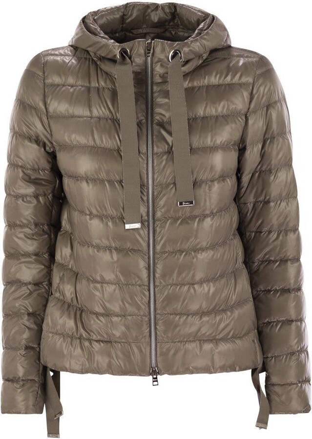 Herno Pearl Grey Bomber Jacket In The Iconic Ultralight Nylon - ShopStyle