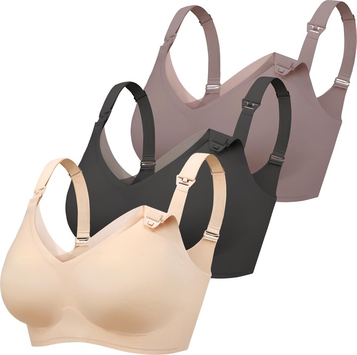 Gailife 3 Pack Nursing Bras for Breastfeeding Seamless V Neck Mesh ...