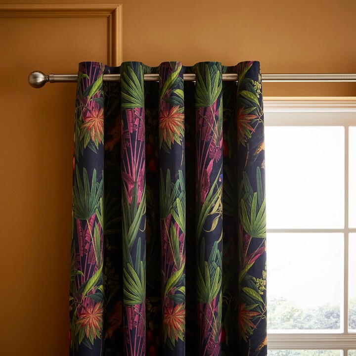 Natural History Museum Tropical Treasures Eyelet Curtains Navy - ShopStyle