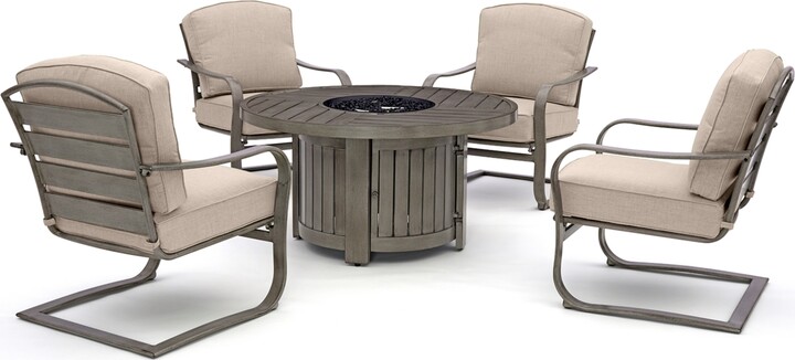 Agio Tara 5-Pc. Round Fire Pit Chat Set (1 Fire Pit & 4 C-Spring Chairs ...