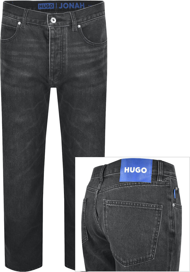 HUGO Blue Jonah Straight Fit Jeans Dark Grey - ShopStyle