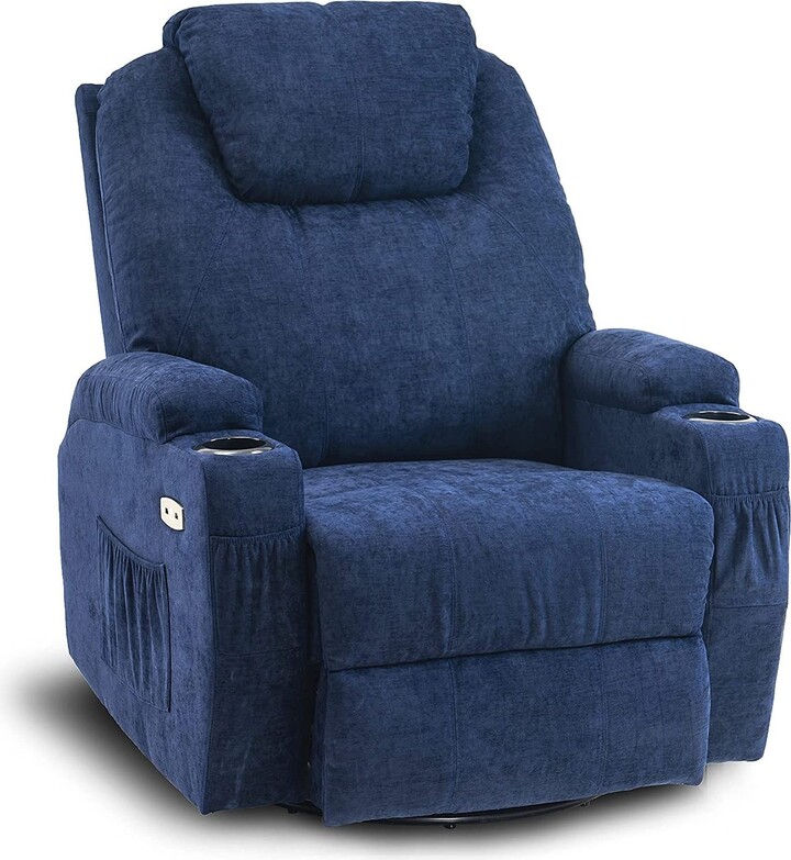 MCombo Manual Swivel Glider Rocker Recliner Chair with Massage and Heat ...