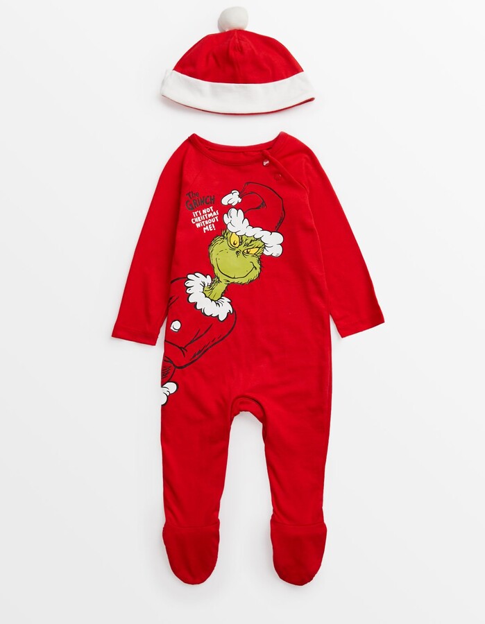 Red Christmas The Grinch Sleepsuit & Hat (12-18 Months) - ShopStyle ...
