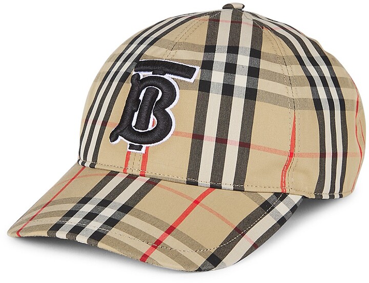 Burberry TB Monogram Vintage Check Baseball Cap - ShopStyle Hats