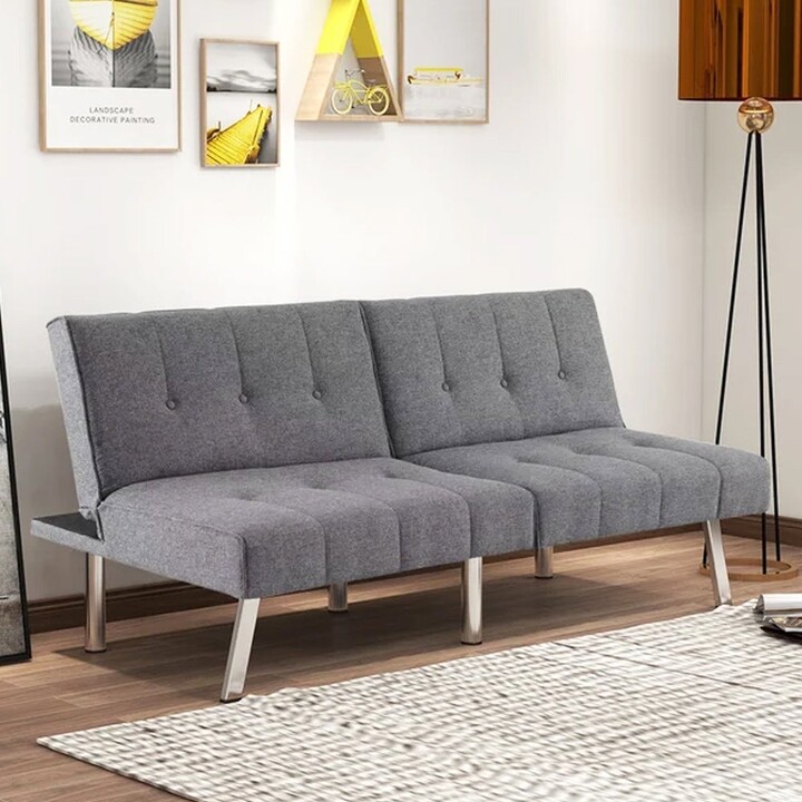 SMUG Mid-Century Modern Fabric Convertible Futon Sleeper Sofa ...