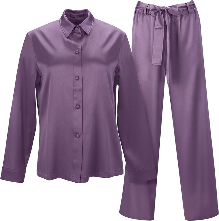 Alas Silk | Renata Ambrazieje Button Down Noble Purple Silk Pajama Set ...