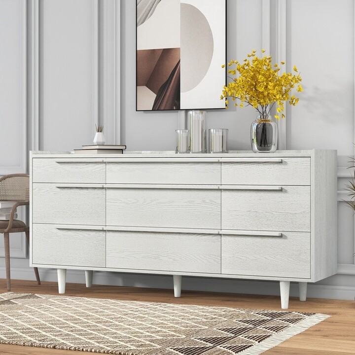 Tiramisubest Modern MDF 9-Drawer Dresser with Solid Wood Legs - ShopStyle