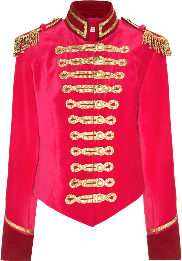 Pinky Laing Pink Velvet Military Jacket - ShopStyle