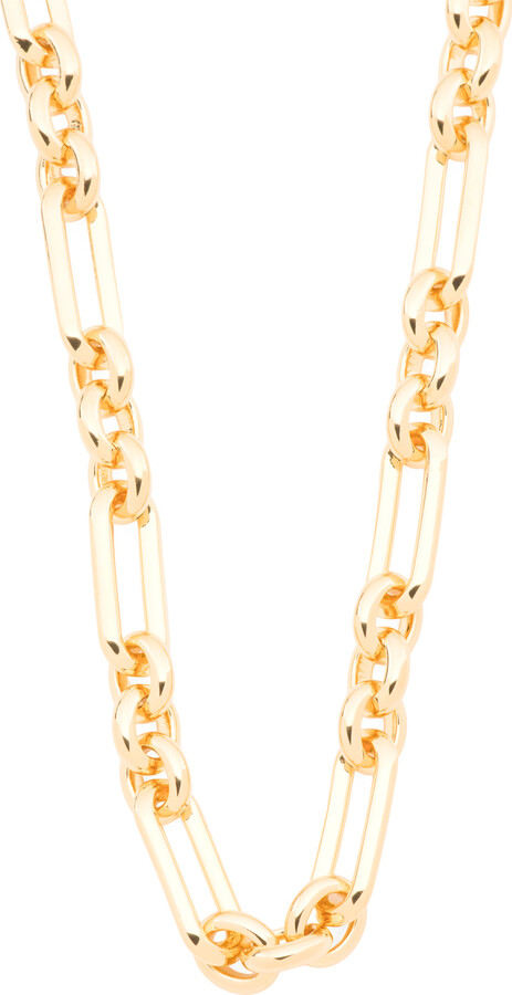 Milor Gold Made In Italy 14k Gold Alternating Paperclip Chain Necklace ...