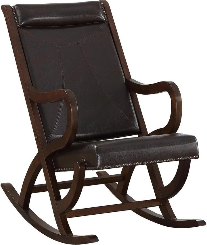 Oristiny Ergonomically Designed Vintage Rocking Chair with Walnut Frame ...