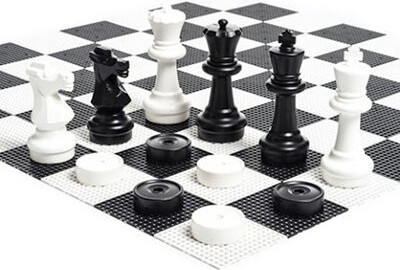 MegaChess 16" Tall Large Chess Set with Checkers and Hard Plastic Board ...
