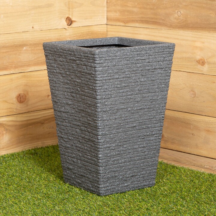 Samuel Alexander 45cm Tall Plastic Ash Grey Slate Effect Garden Patio ...