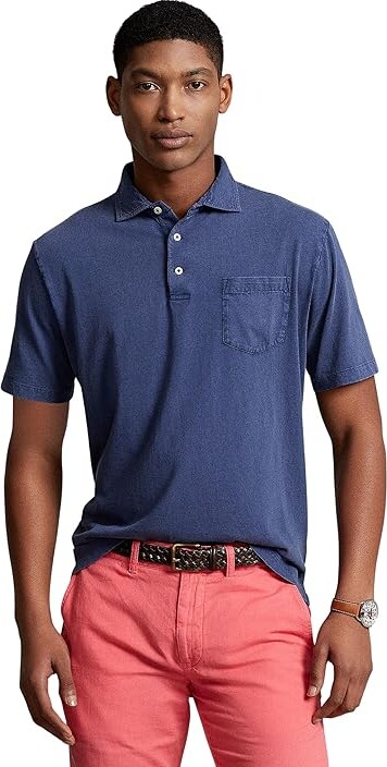 Polo Ralph Lauren Classic Fit Cotton-Linen Polo Shirt (Light Navy) Men ...