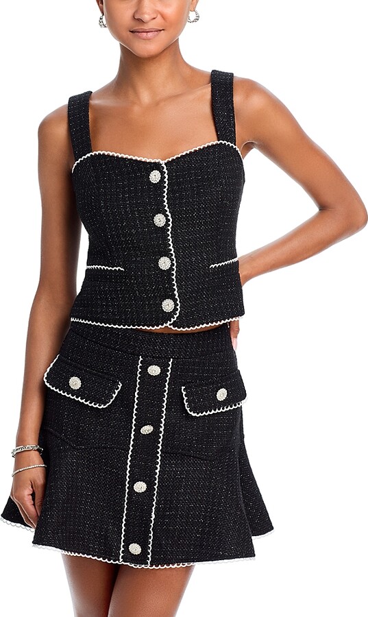 Aqua Scalloped Tweed Tank Top - Exclusive - ShopStyle