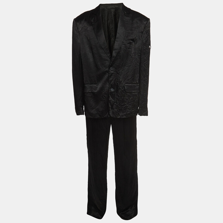 Balenciaga Black Washed Crepe Logo Applique Suit S - ShopStyle