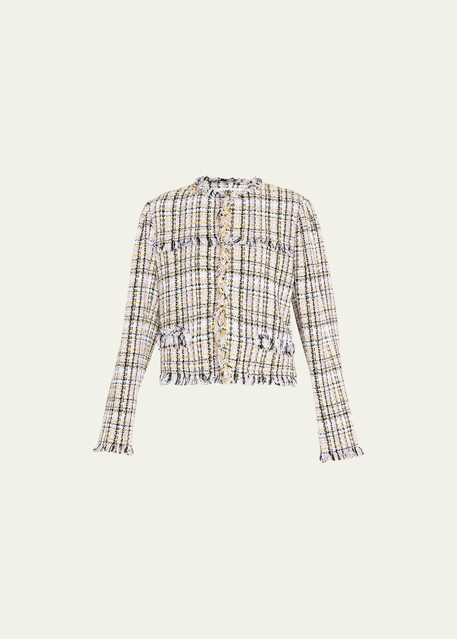 Etoile Isabel Marant Nameo Plaid Fringe Jacket - ShopStyle