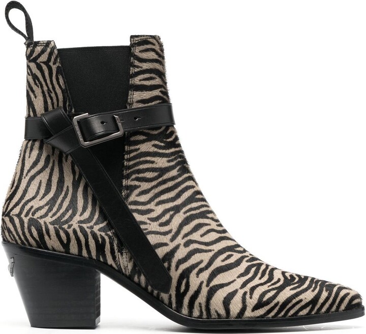 Zadig & Voltaire Zebra-Print Leather Ankle Boots - ShopStyle