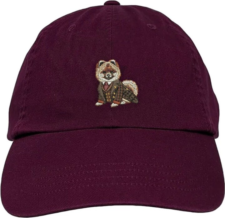 Amati Collection Pomeranian Embroidered Cap Unisex - Burgundy ...
