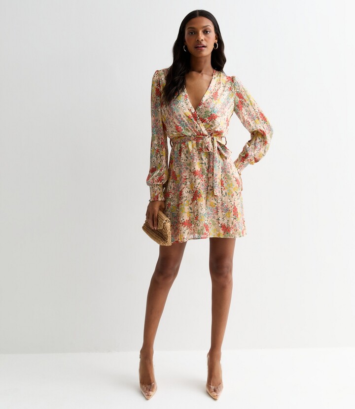 Women's Multicoloured Floral Chiffon Mini Dress Gini London - ShopStyle
