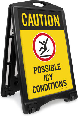 SmartSign Possible Icy Conditions (With Symbol) Portable Sidewalk Sign ...