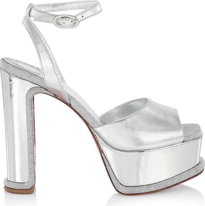 Christian Louboutin Amali Alta 130MM Metallic Leather Platform Sandals ...