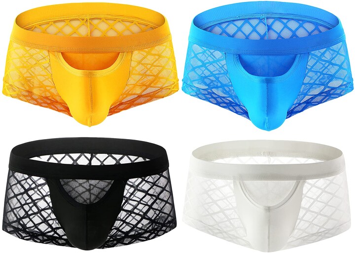 Casey Kevin Men's Underwear Sexy See Through Lace Boxer Briefs Mesh ...