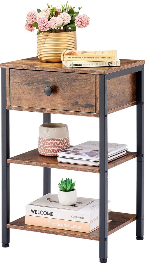 EPOWP Nightstand, End Table with Drawer, Beside Table Furniture, Tall ...