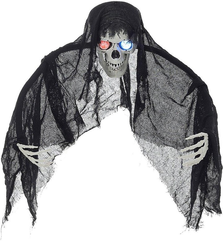 Living and Home Halloween Hanging Skull Ghost with Light-Up Eyes ...