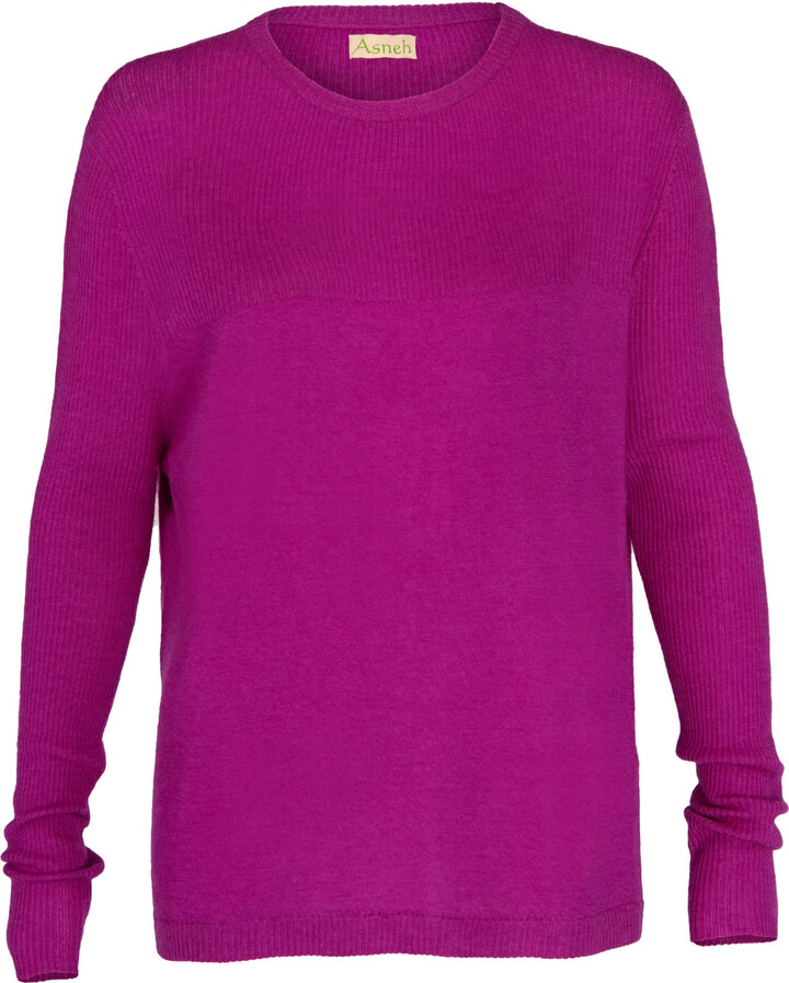 Asneh - Beverly Purple Cashmere Sweater With Rib Details - ShopStyle