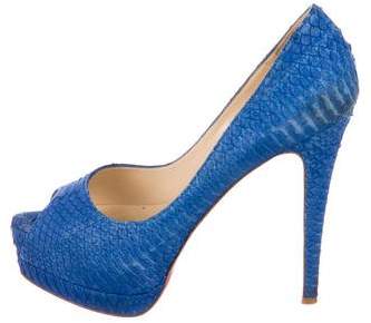 Christian Louboutin Python Lady Peep Pumps - ShopStyle Platforms