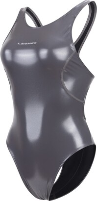 LEOHEX Crystal Diamond Starlight One Piece Swimsuit Shiny Wetlook Enamel Swimwear Slim Bodysuit ...