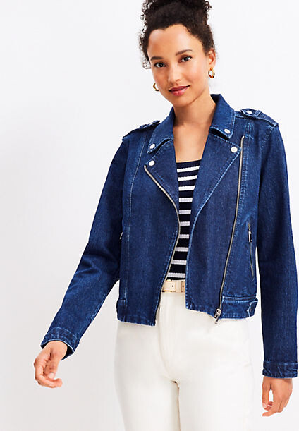 LOFT Denim Moto Jacket in Classic Rinse Wash - ShopStyle