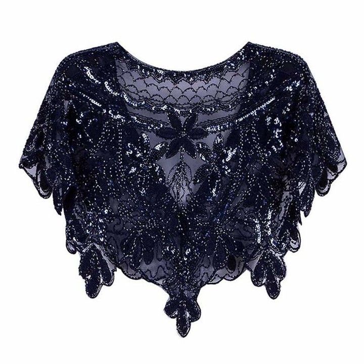 HEFYBA Bolero Shrugs for Women 1920 Shawl Wrap Art Deco Sequin Beaded ...