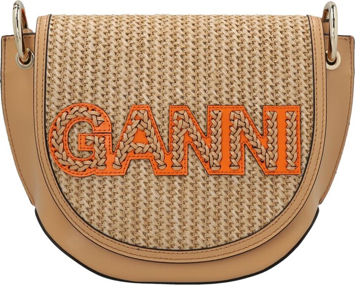 Ganni 'Banner Saddle Raffia' crossbody bag - ShopStyle