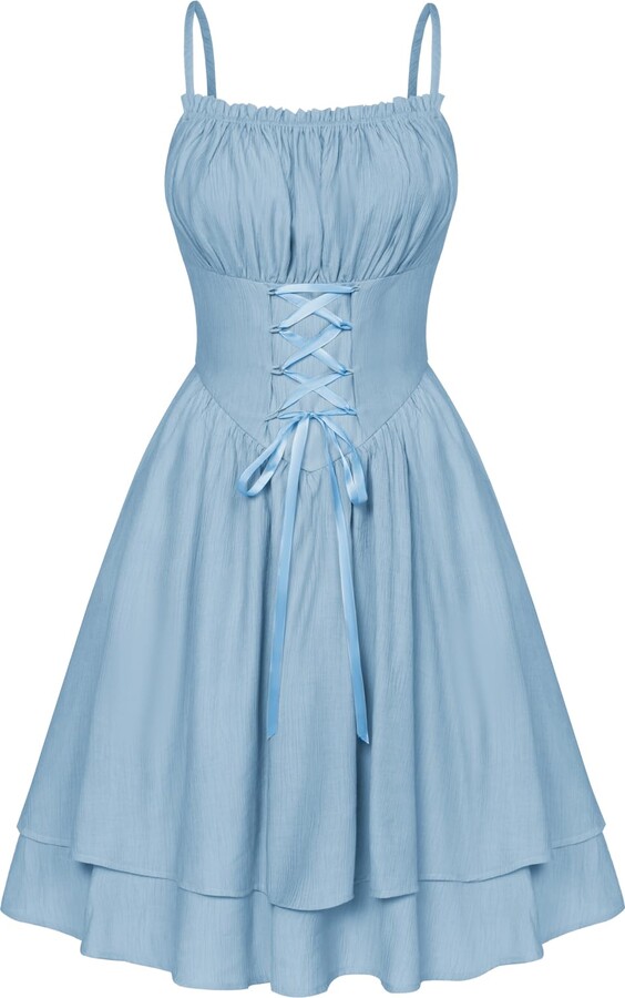 SCARLET DARKNESS Women Victorian Mini Dress Ruffle Tiered Fairy Short ...