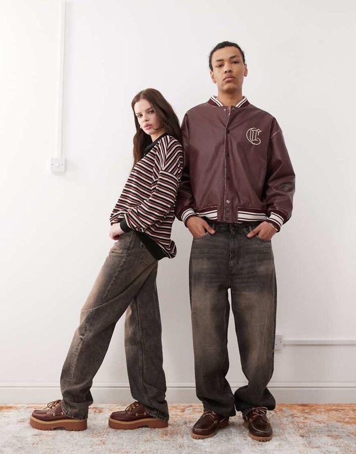 Weekday Galaxy unisex baggy fit jeans with dirty rust wash in black ...